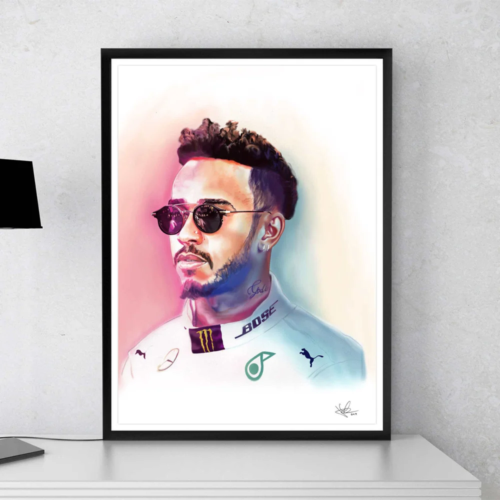 Lewis Hamilton Illustrated Race Helmet, F1 Poster — Jon Frank