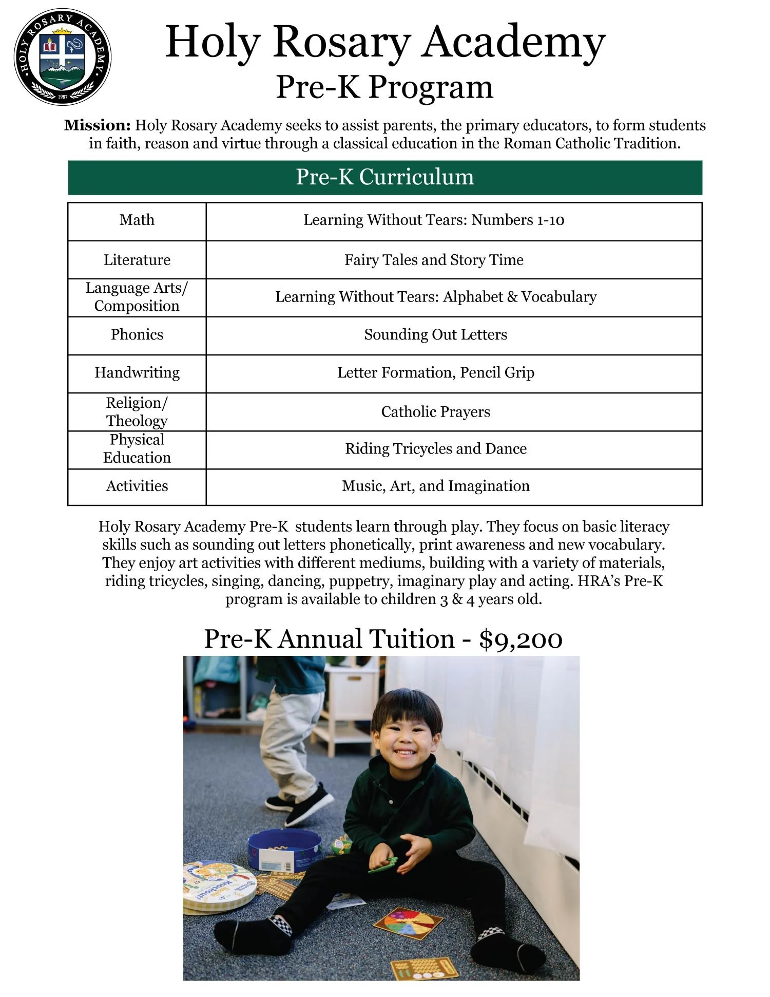 Pre-K — Holy Rosary Academy