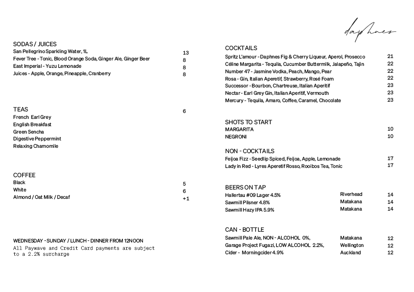 Menu — Daphnes Bar Taverna