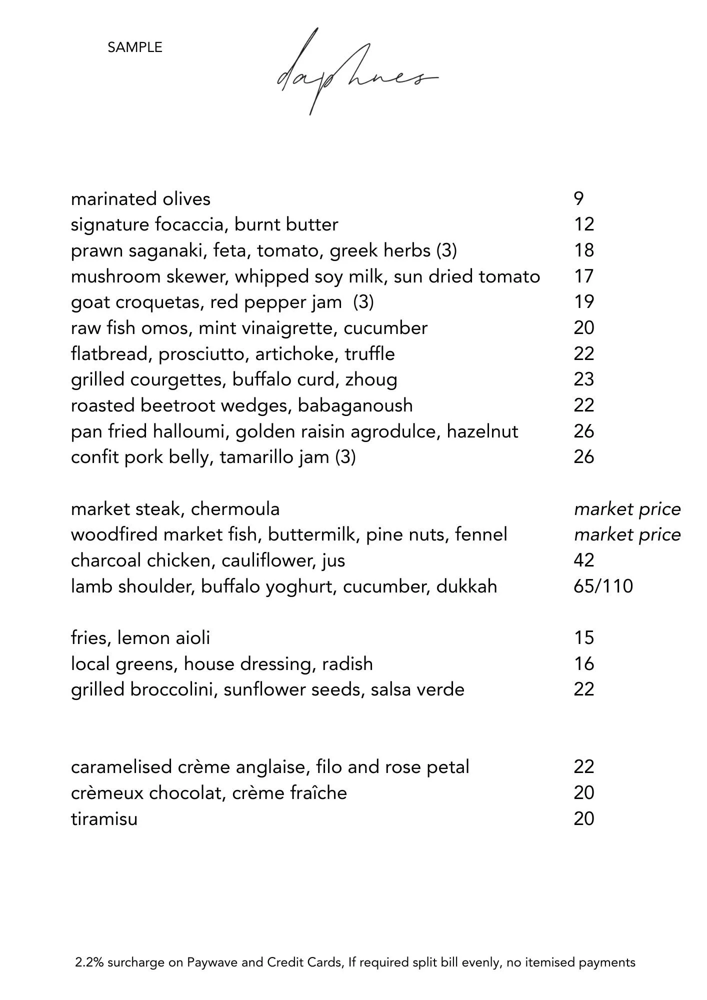 Menu — Daphnes Bar Taverna