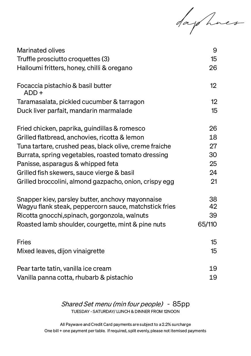 Menu — Daphnes Bar Taverna