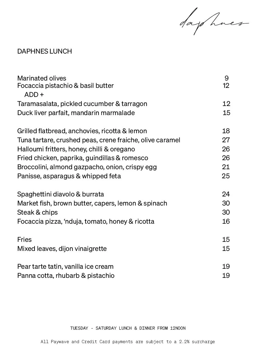 Menu — Daphnes Bar Taverna