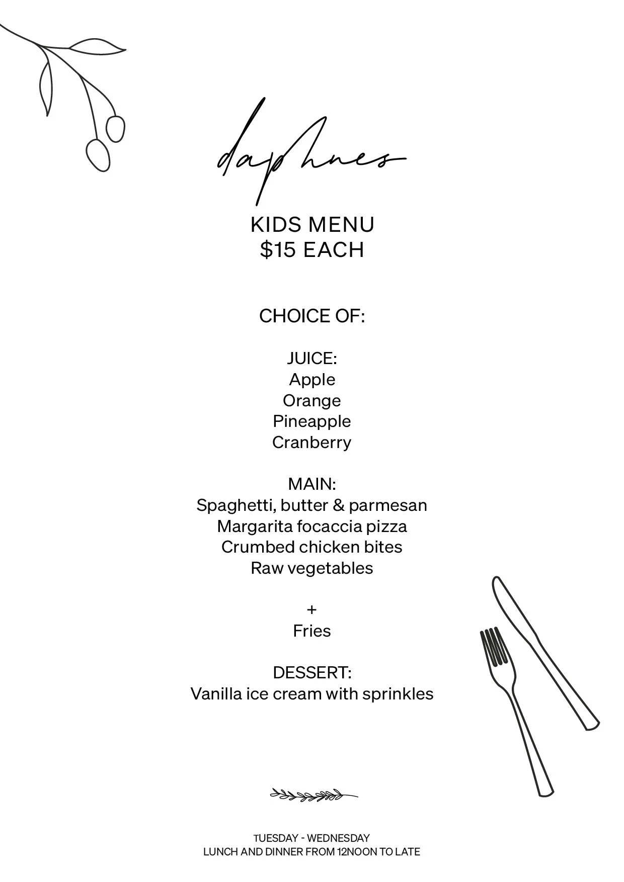 Menu — Daphnes Bar Taverna