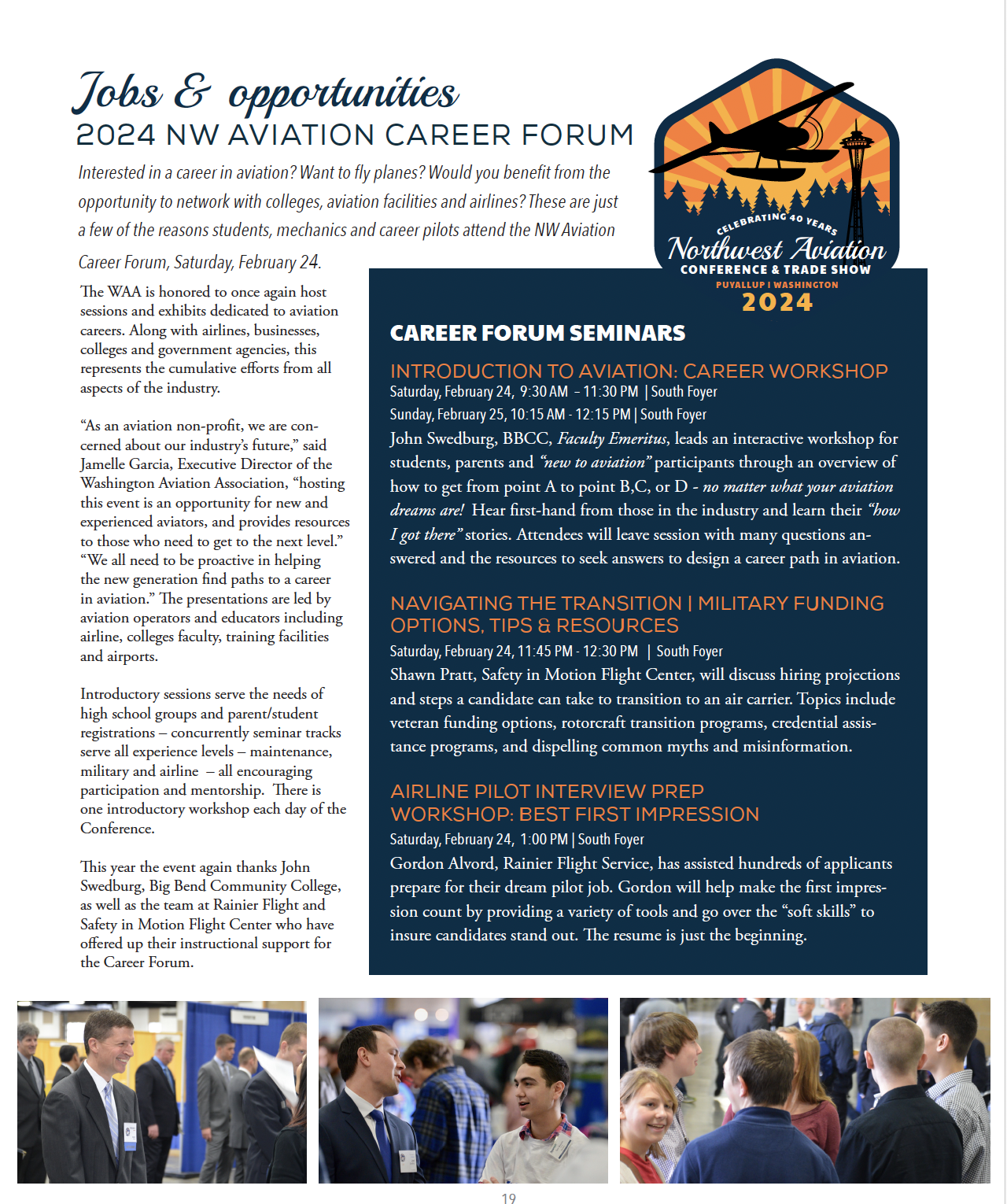 Preliminary Schedule for Career Forum — Washington Aviation Association