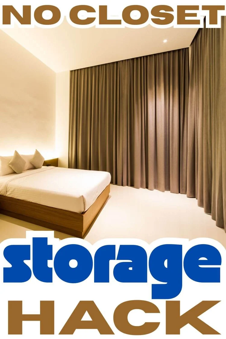 Quick & Easy no closet hack: curtain Storage Wall — Minimize My Mess