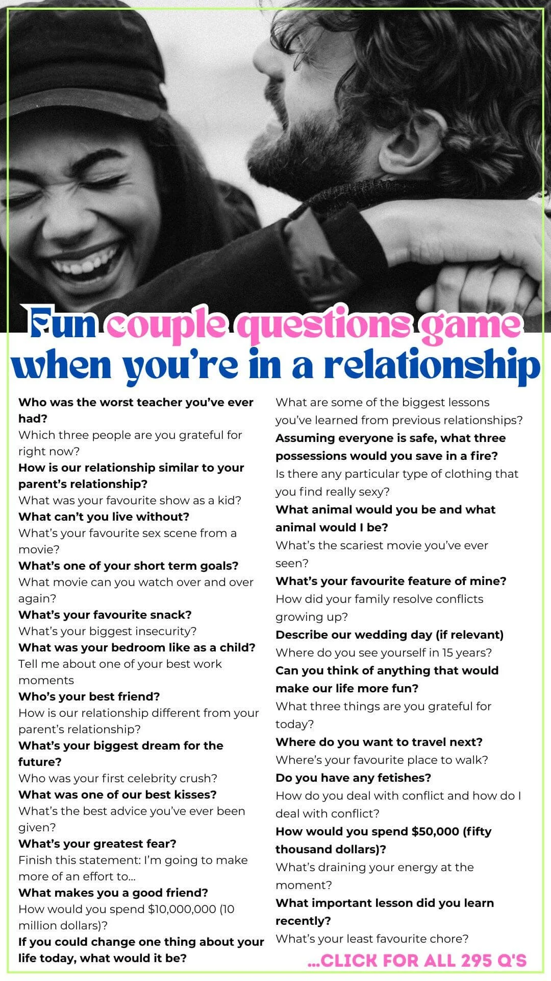 301 Fun, Flirty & Deep Questions to ask your Partner (random order ...
