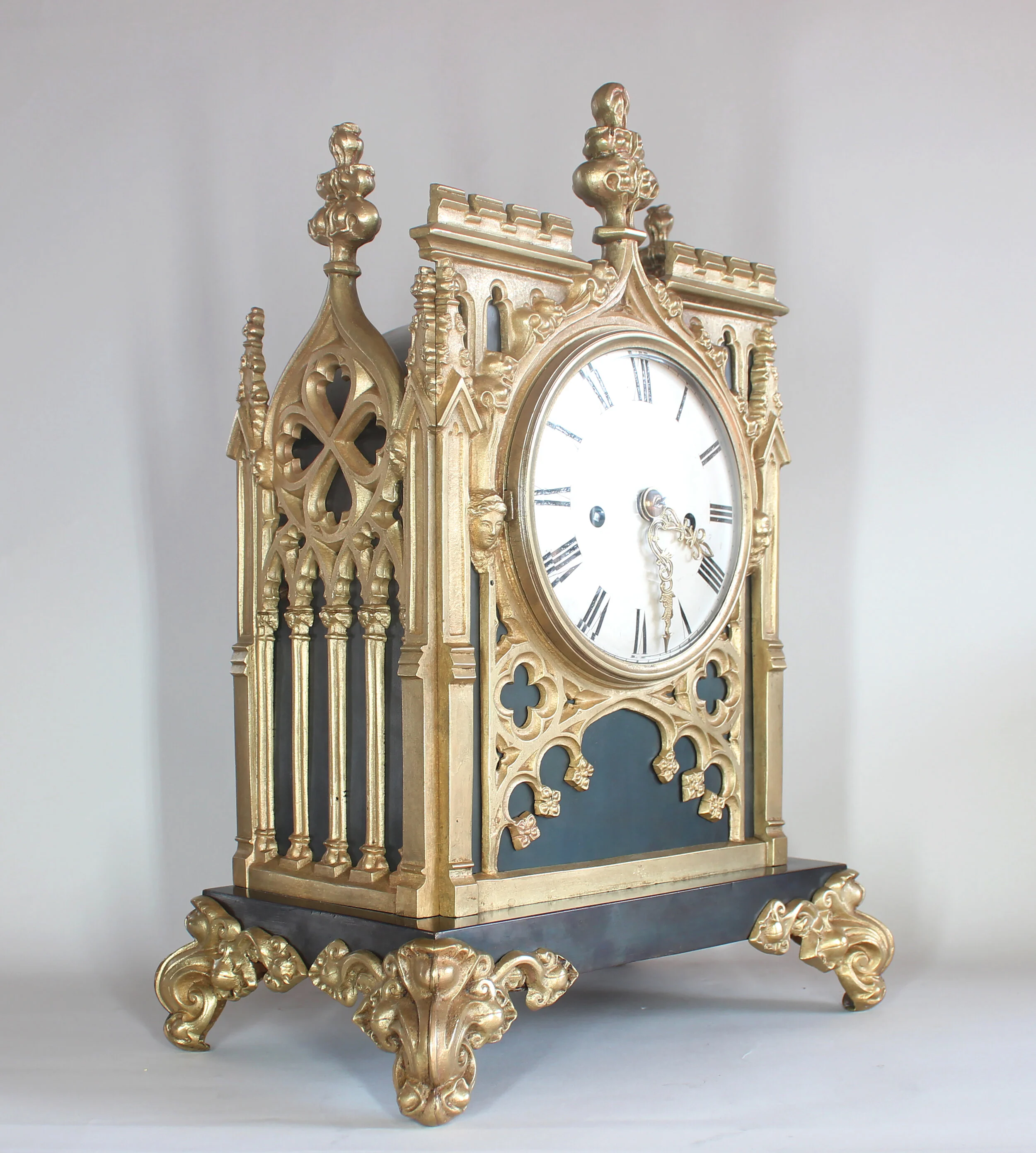 Gothic Bronze and Brass Fusee Striking Mantel Clock — Chalfont Clocks ...