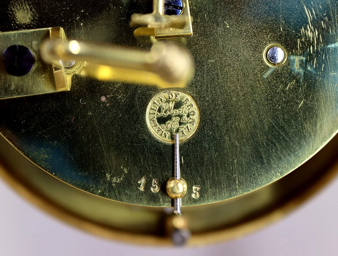 A Gilded French Four Glass Clock with Visible Escapement and Ellicott ...