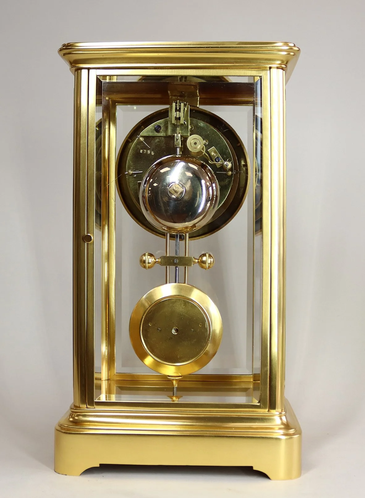 A Gilded French Four Glass Clock with Visible Escapement and Ellicott ...
