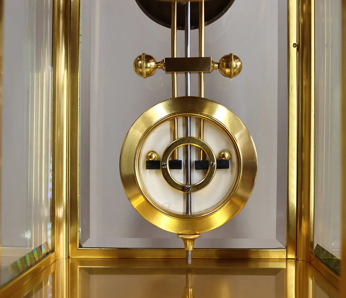 A Gilded French Four Glass Clock with Visible Escapement and Ellicott ...