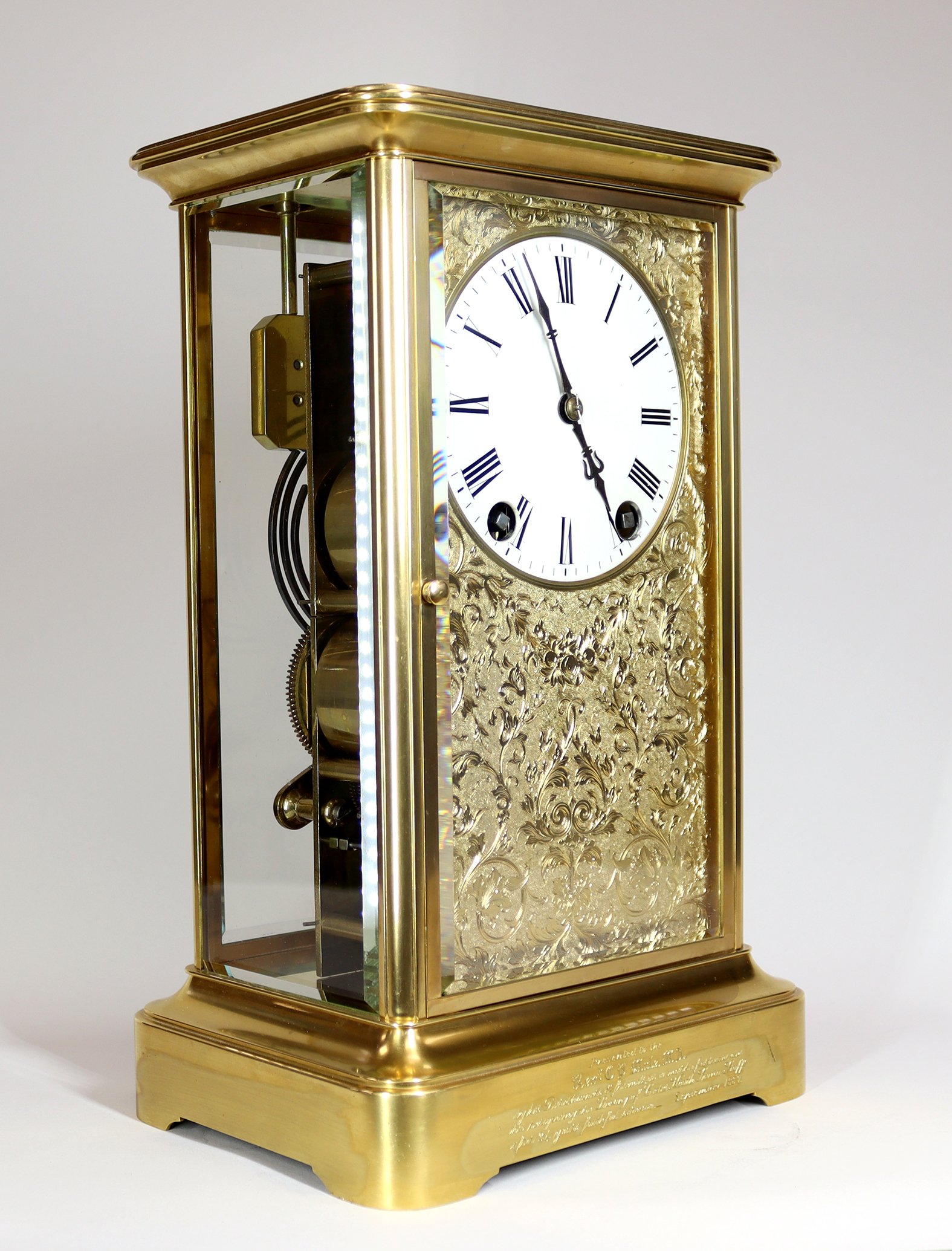 French Quarter Chiming Four Glass Mantel Clock — Chalfont Clocks ...