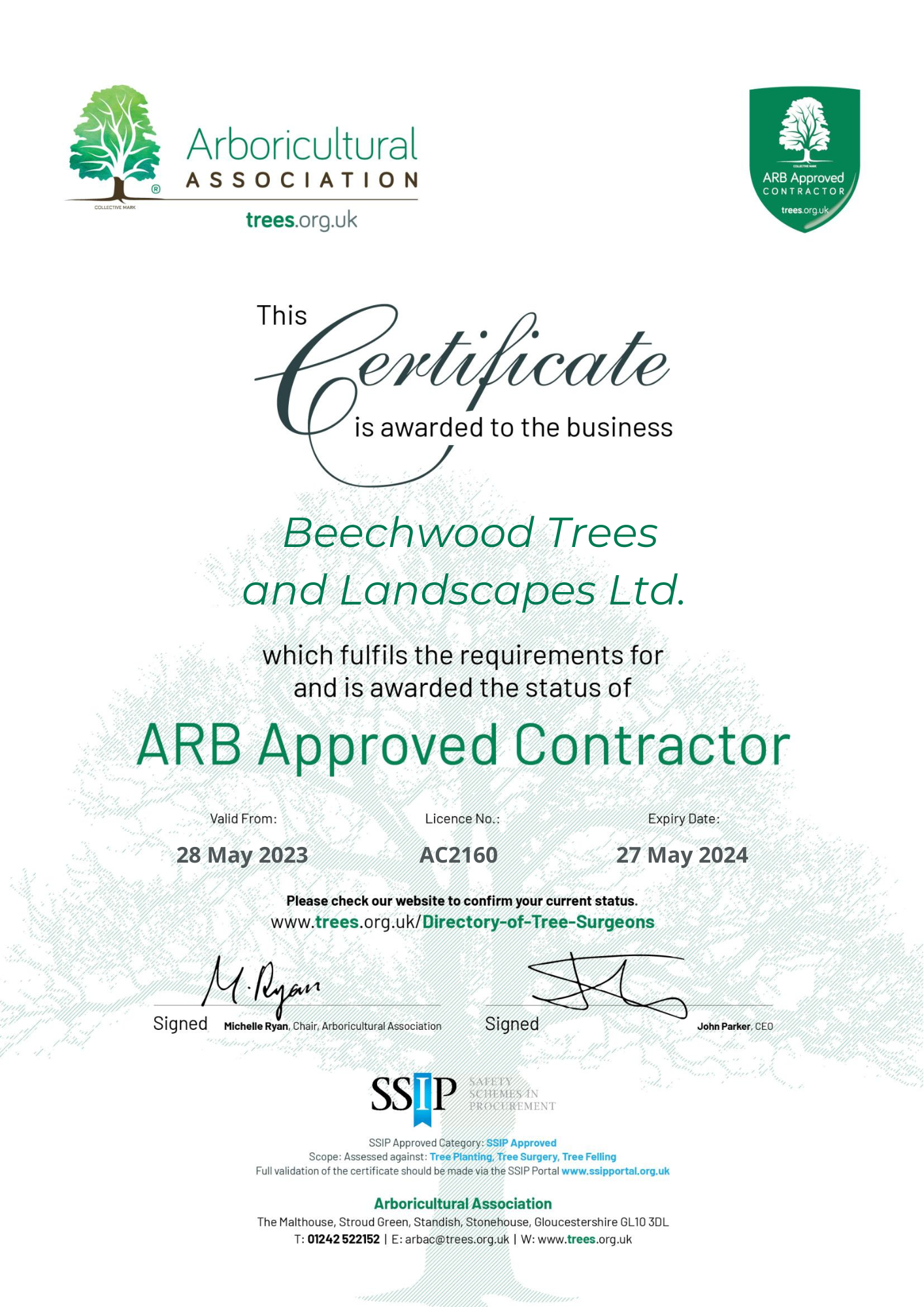 Beechwood Trees and Landscapes Ltd Retains Arboricultural Association ...