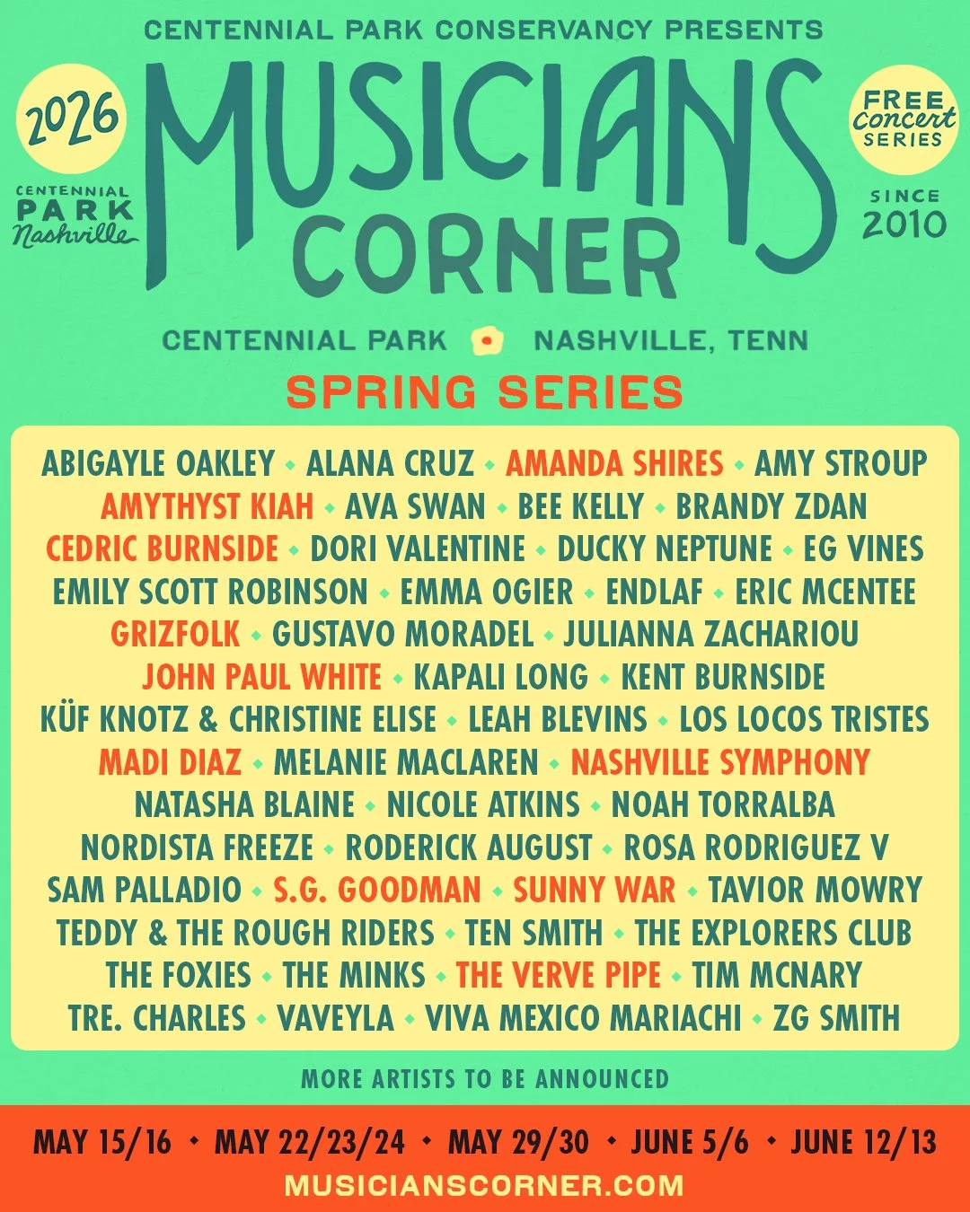 Spring Musicians Corner Lineup Announced | Centennial Park Conservancy