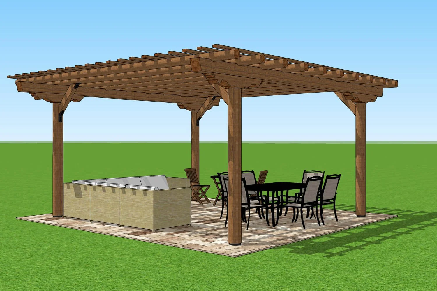 "La Viga" Southwest Style Premade Pergola Plans | Apex Pergola Design