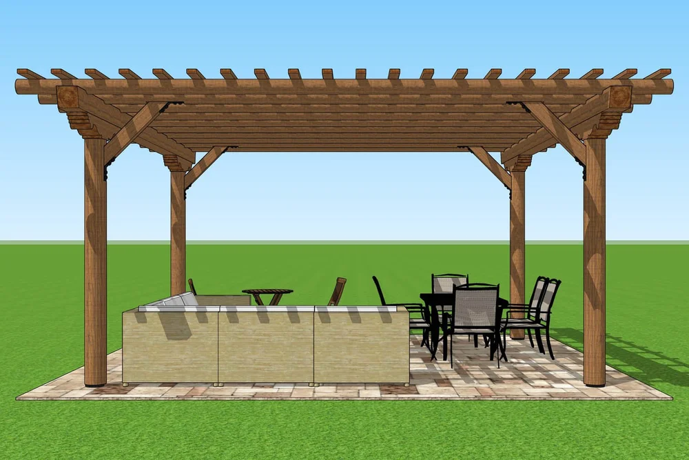 "La Viga" Southwest Style Premade Pergola Plans | Apex Pergola Design