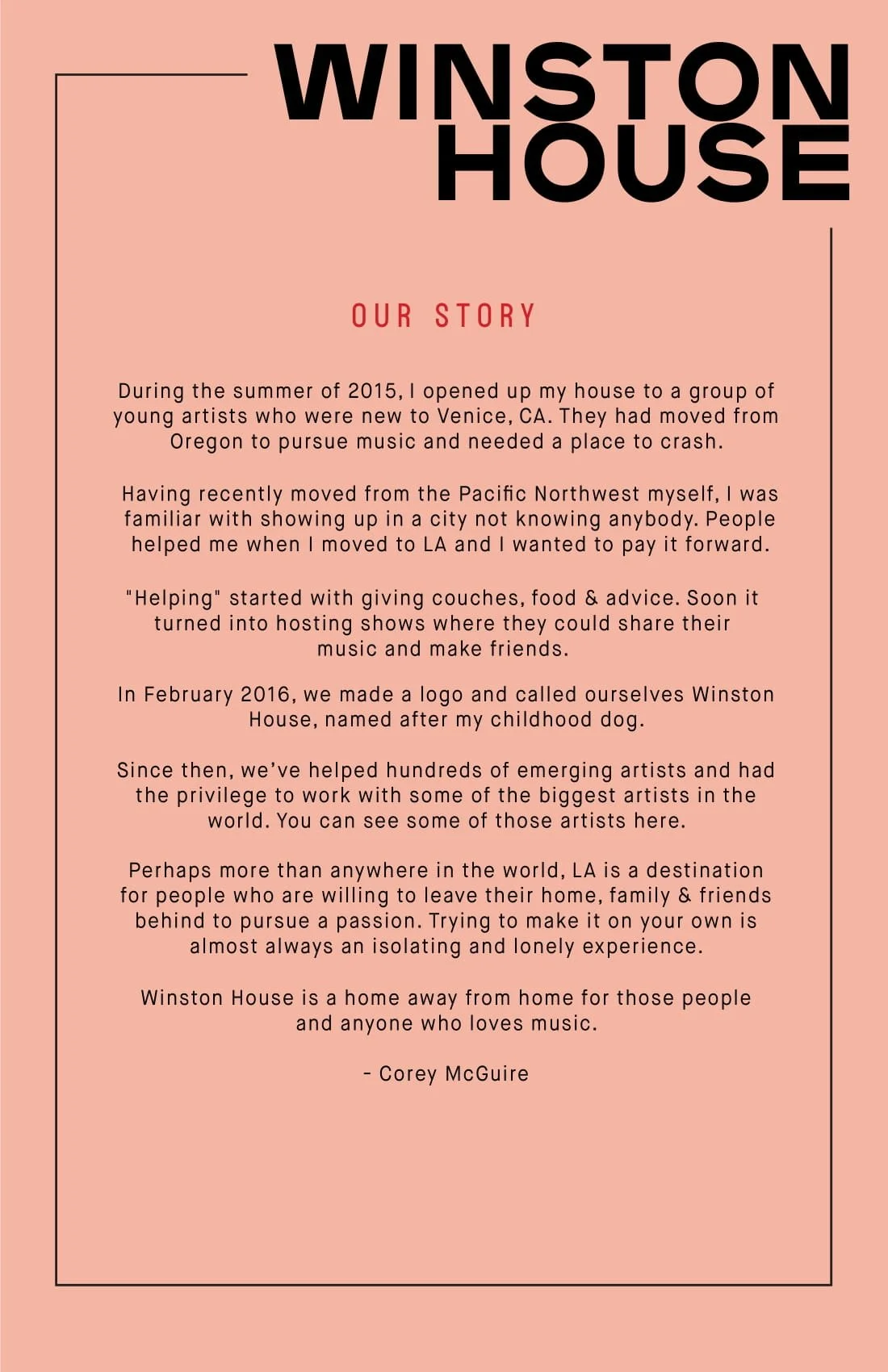 Menu — Winston House