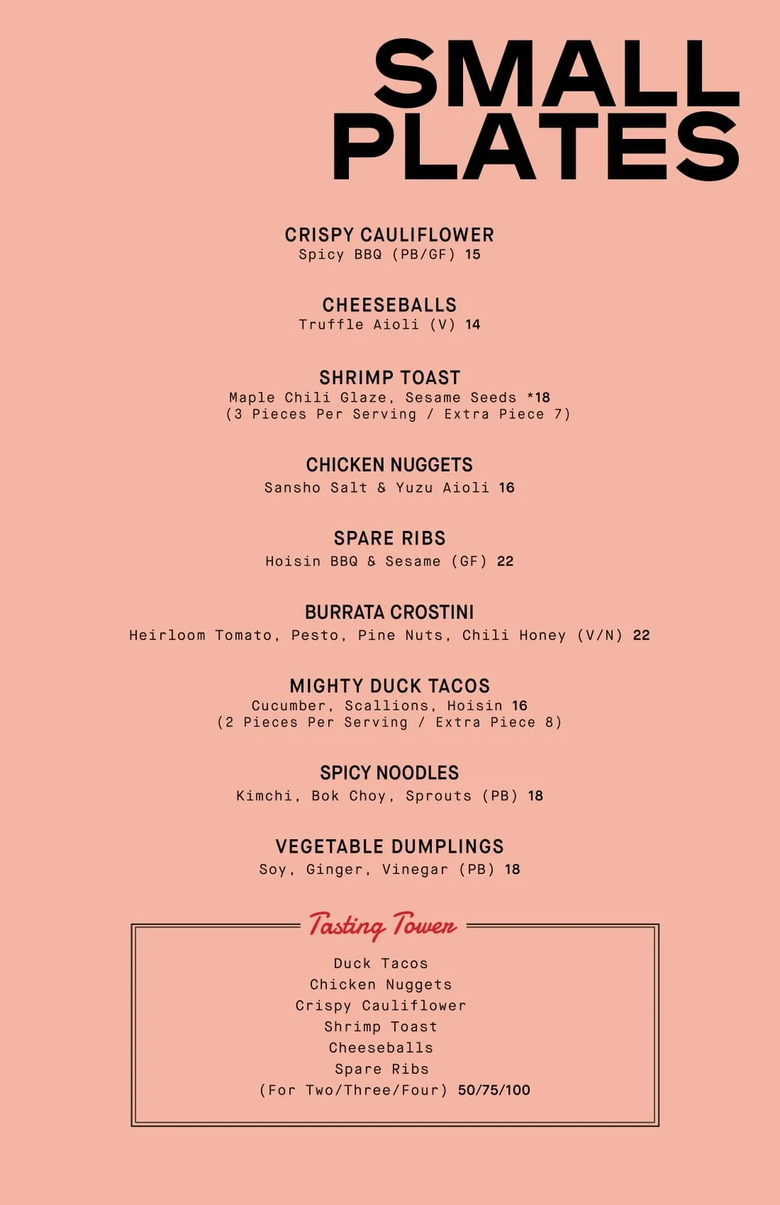 Menu — Winston House