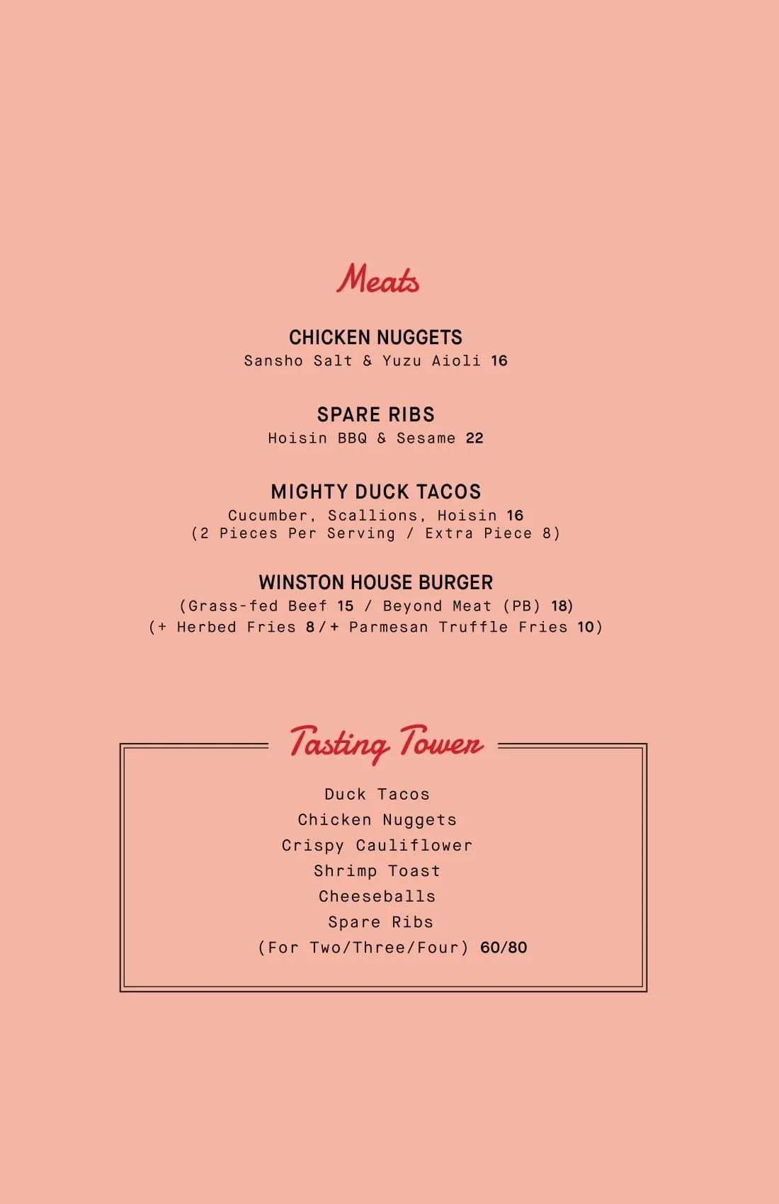 Menu — Winston House