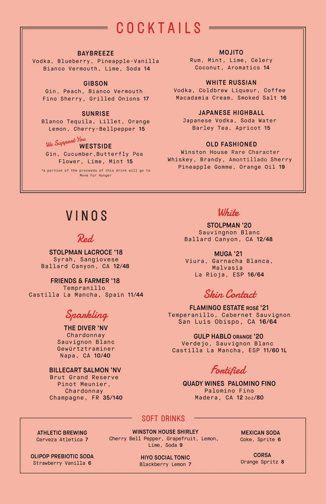 Menu — Winston House