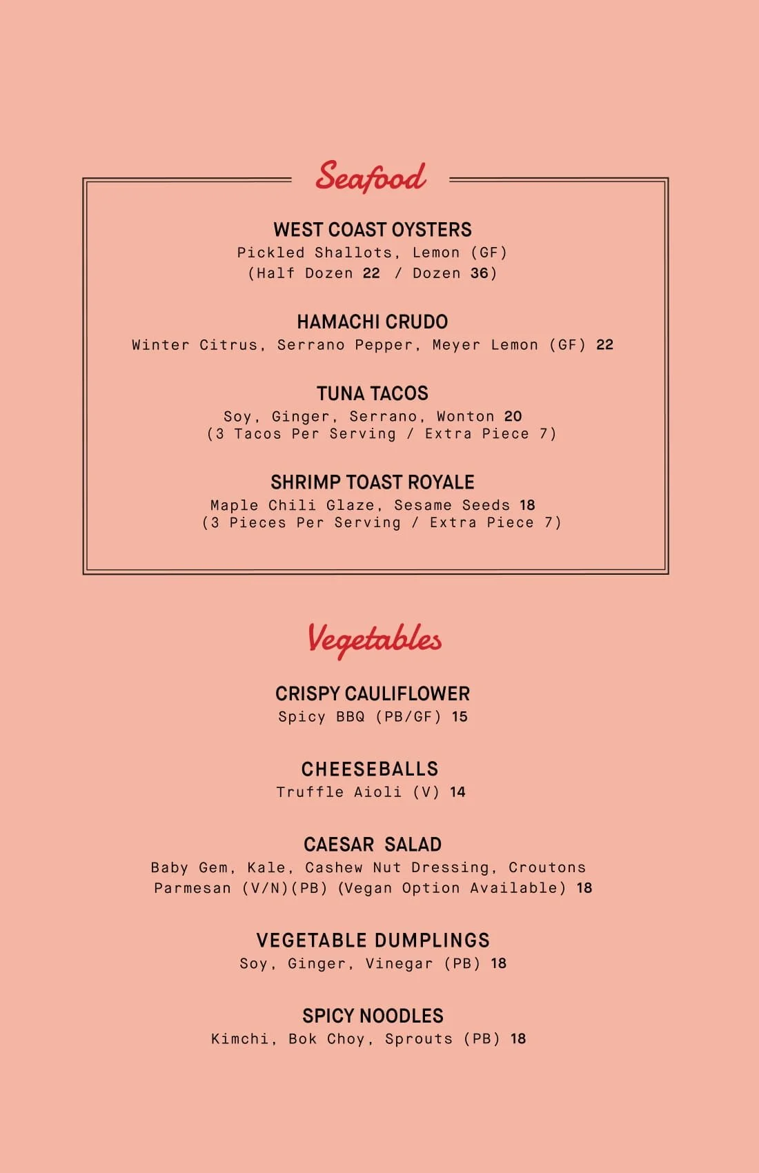 Menu — Winston House