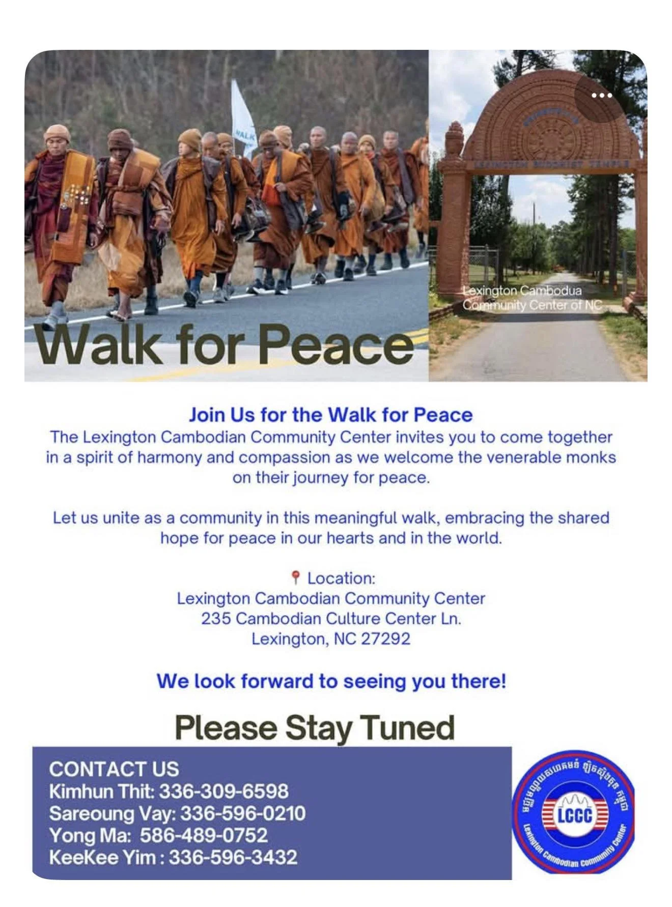 ‘Walk for Peace’ Buddhist Monks to Visit Lexington Cambodian Community ...