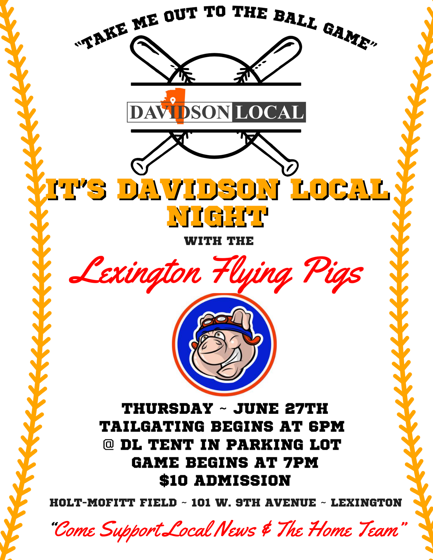It's Davidson Local Night with the Lexington Flying Pigs ...