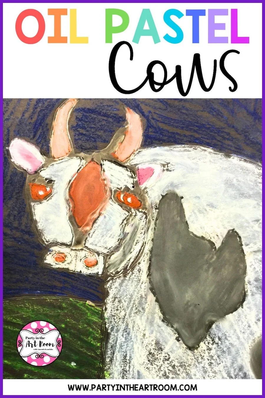 How to Draw Simple Cows with Basic Shapes Using Oil Pastels — Party in ...
