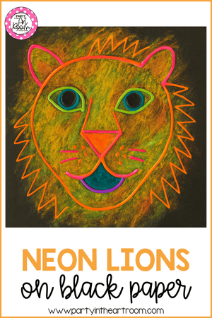 Neon Lion Art Project for Kids: Bold Colors on Black Paper — Party in ...