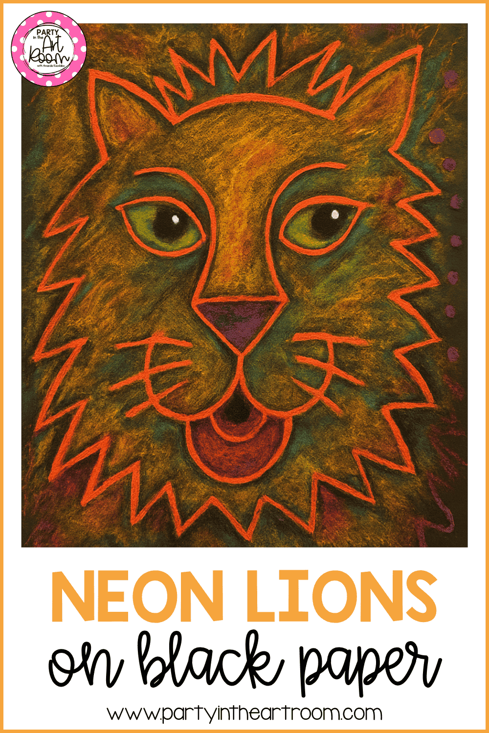 Neon Lion Art Project for Kids: Bold Colors on Black Paper — Party in ...