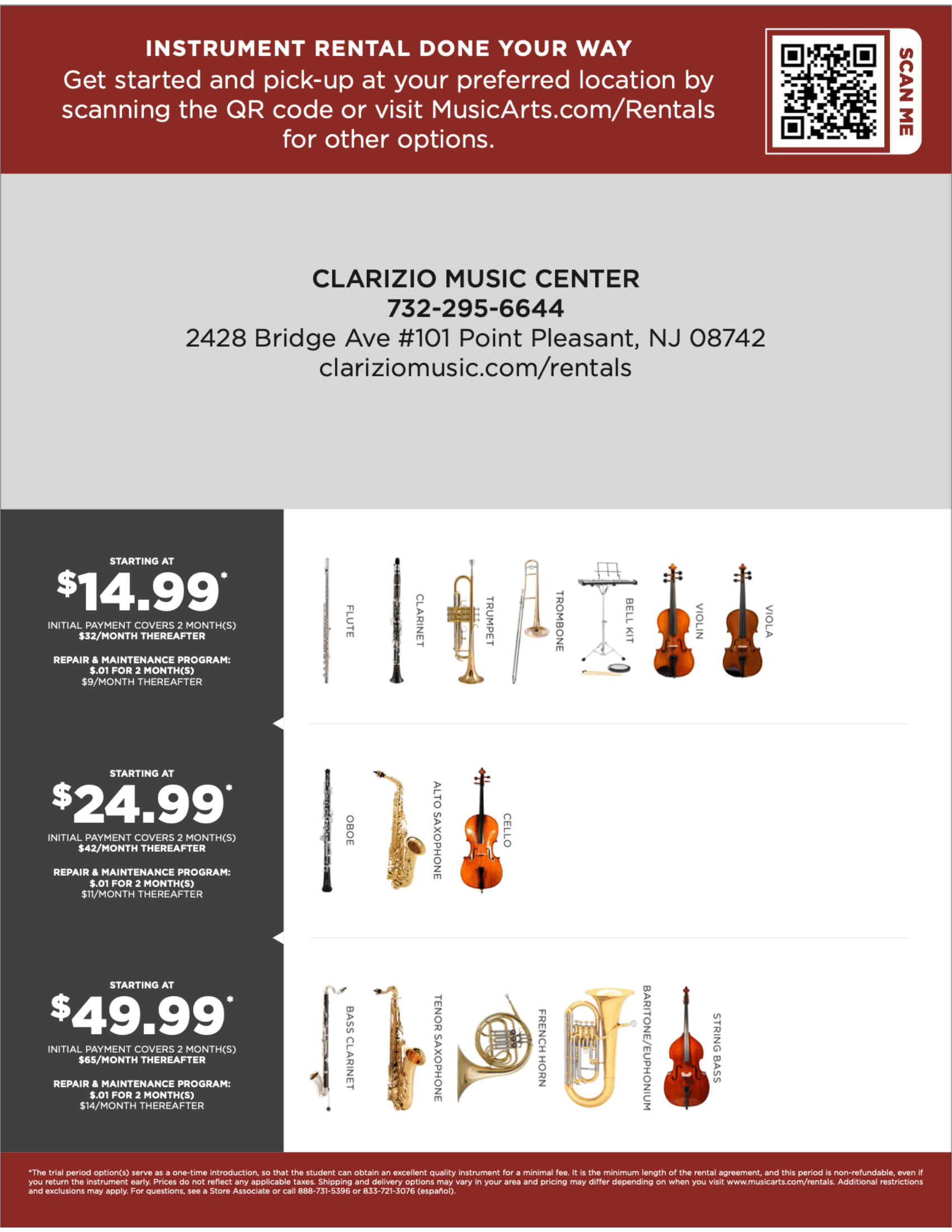 Rentals — Clarizio Music Center