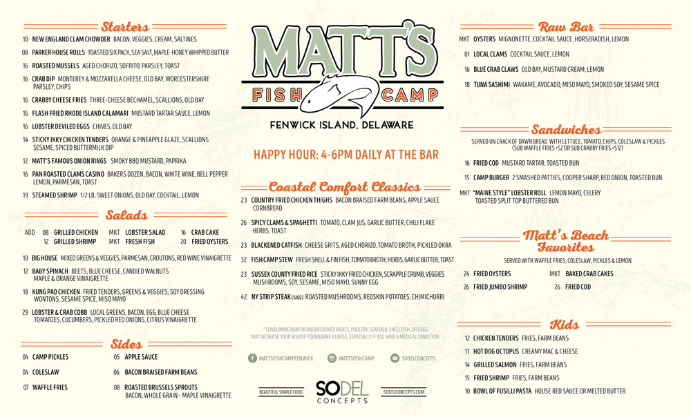 MENU — Matt's Fenwick