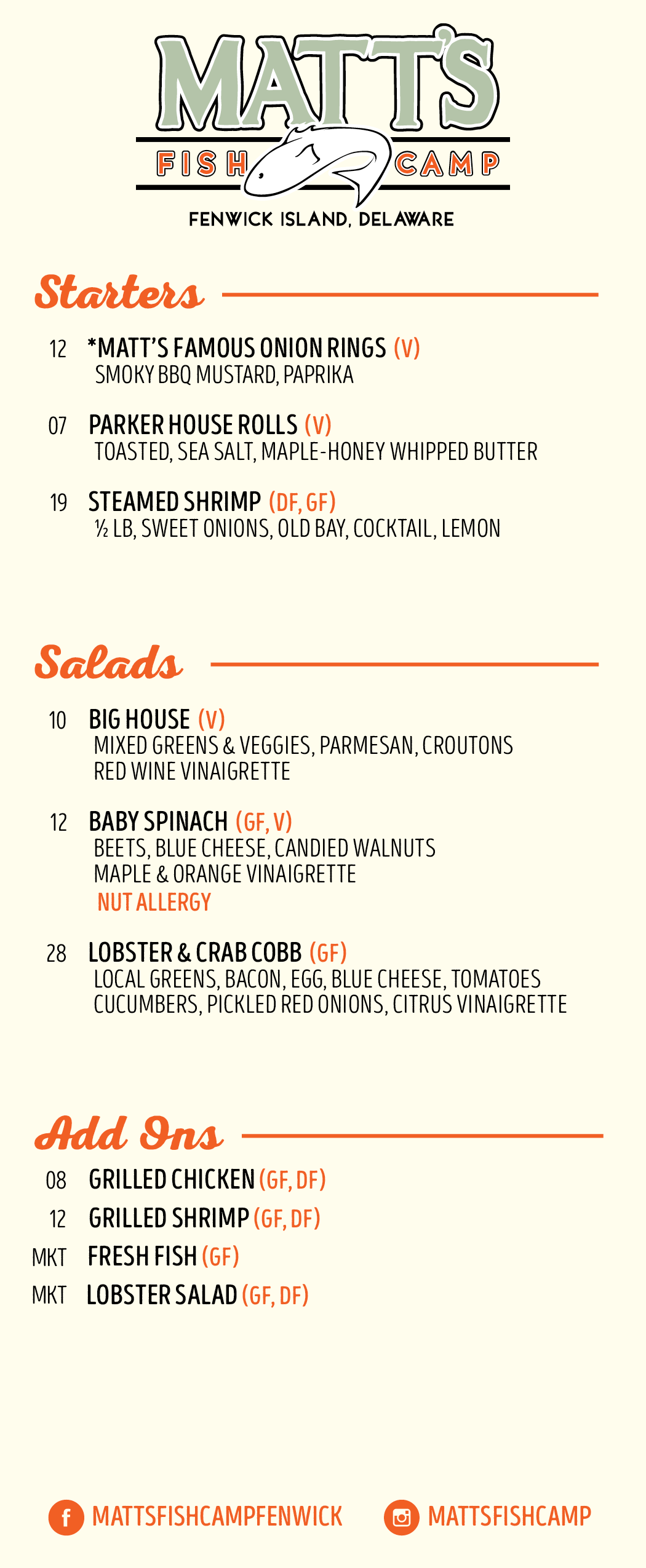 MENU — Matt's Fenwick