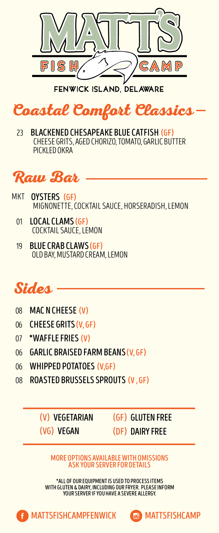 MENU — Matt's Fenwick