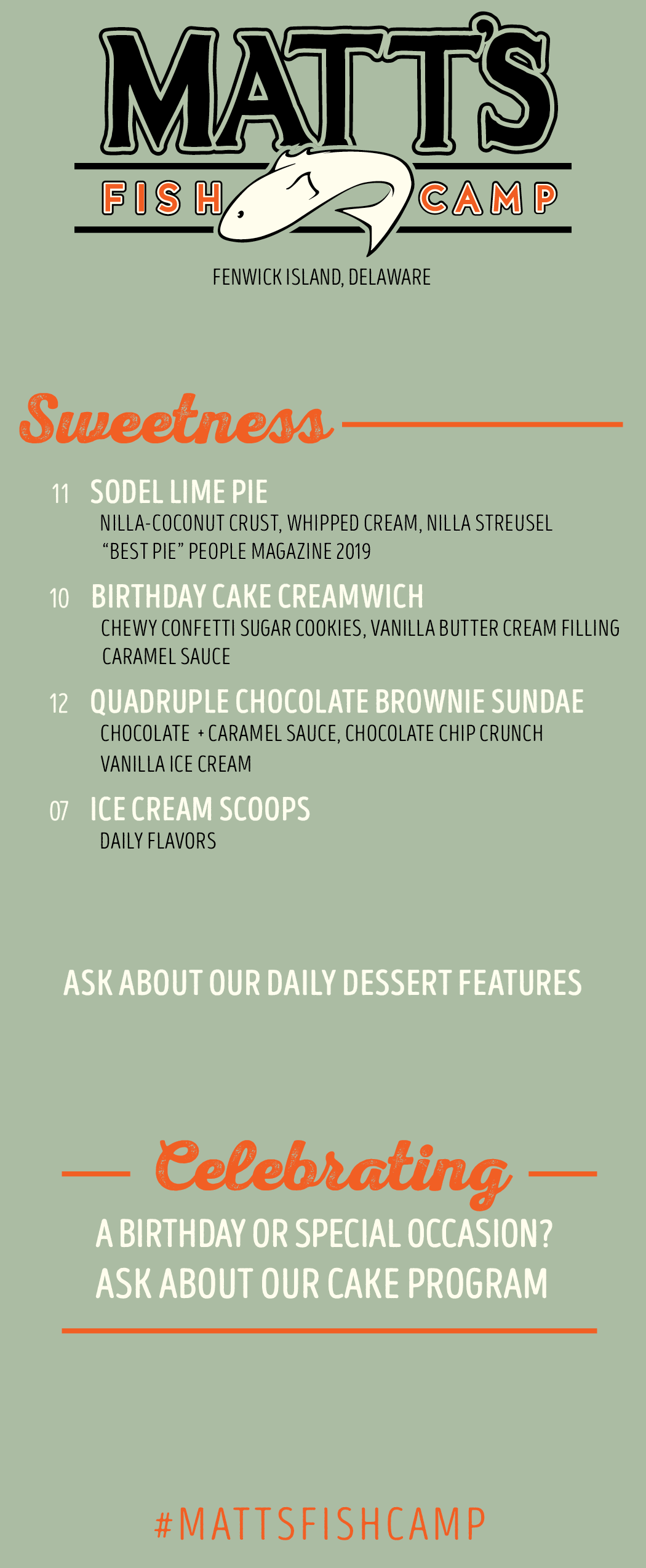 MENU — Matt's Fenwick