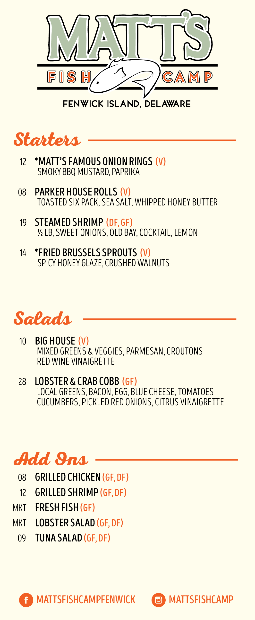 MENU — Matt's Fenwick