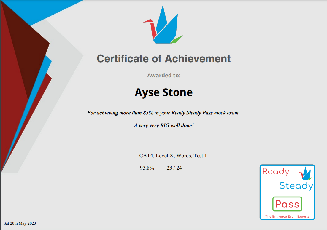 Our Achievement Certificates — Ready Steady Pass