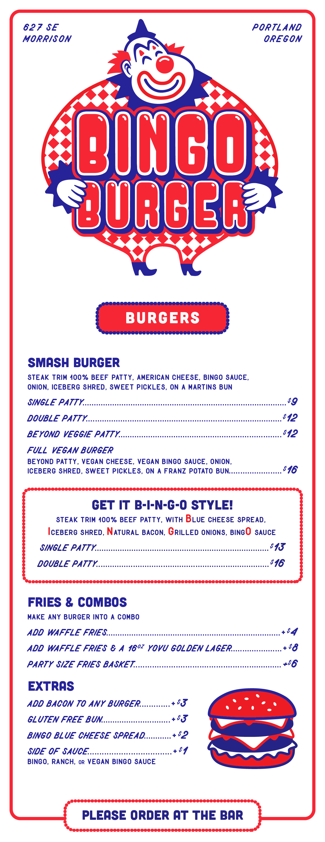 Menu 1 — A Clown Bar for Clown People