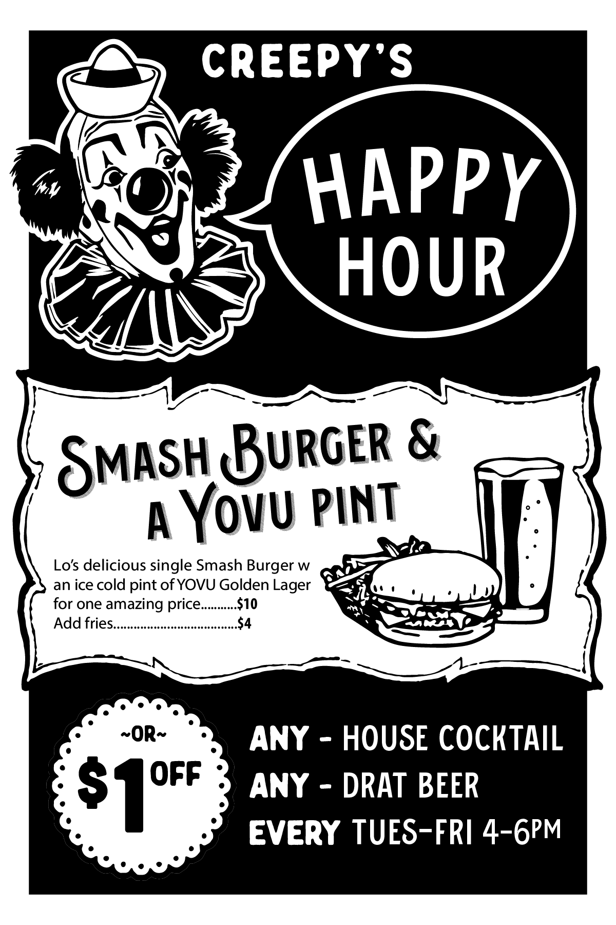 Menu 1 — A Clown Bar for Clown People