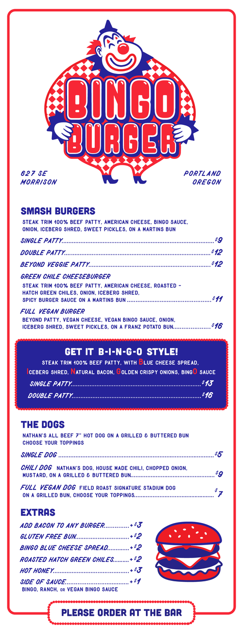 Menu 1 — A Clown Bar for Clown People