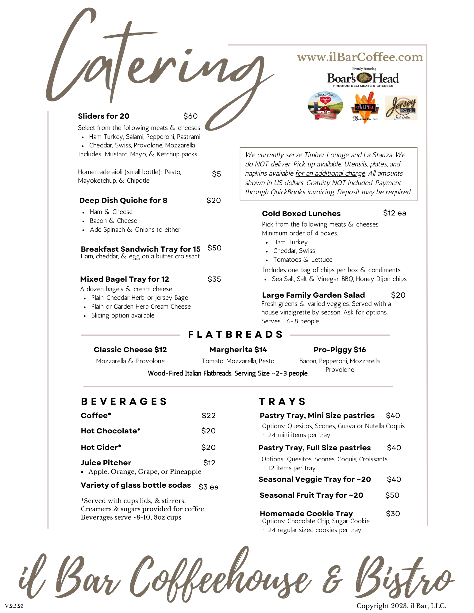 Catering — il Bar Coffeehouse & Bistro