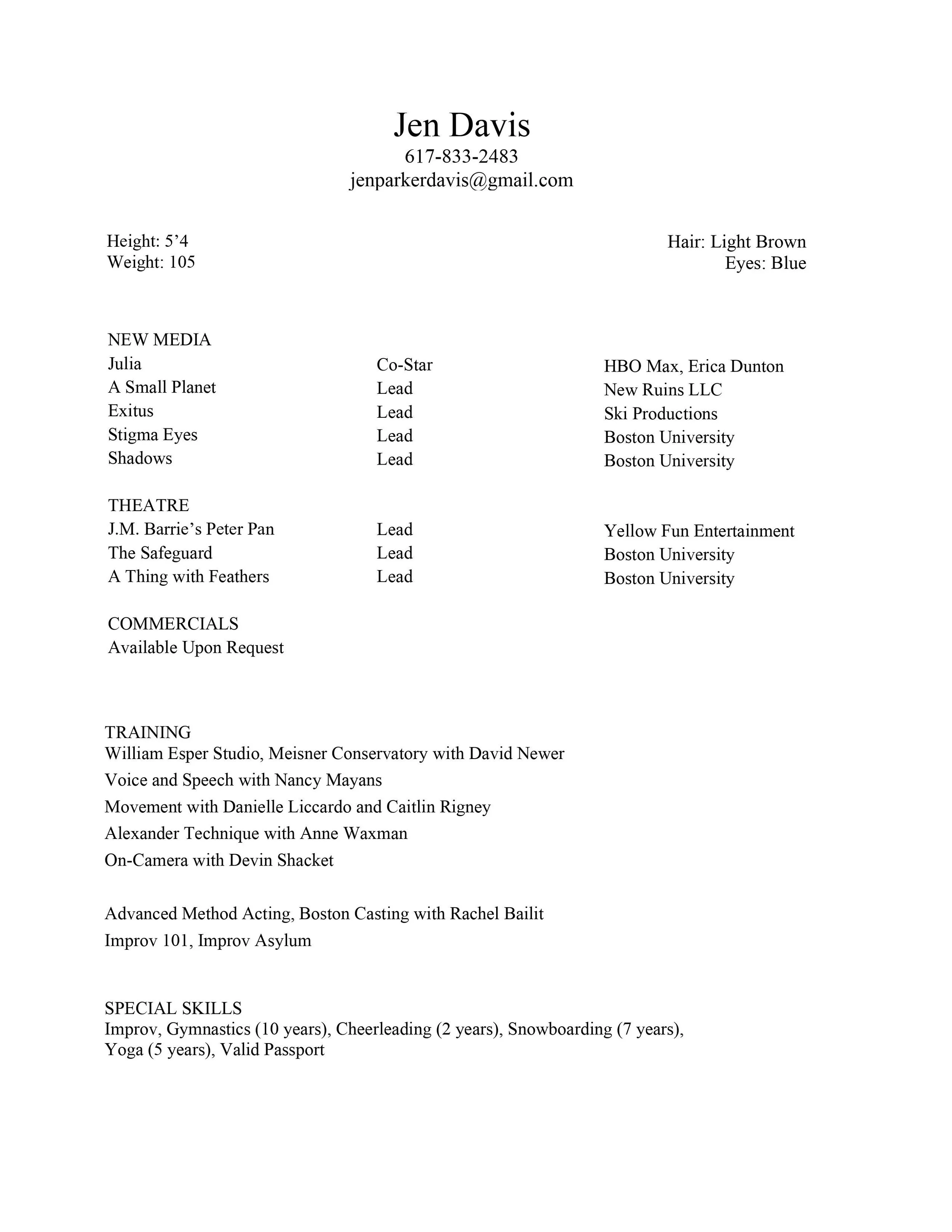 Resume — Jen Parker Davis
