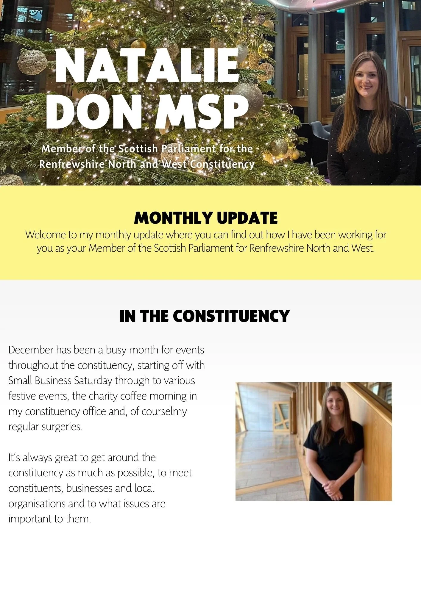 Monthly Update — Natalie Don-Innes MSP