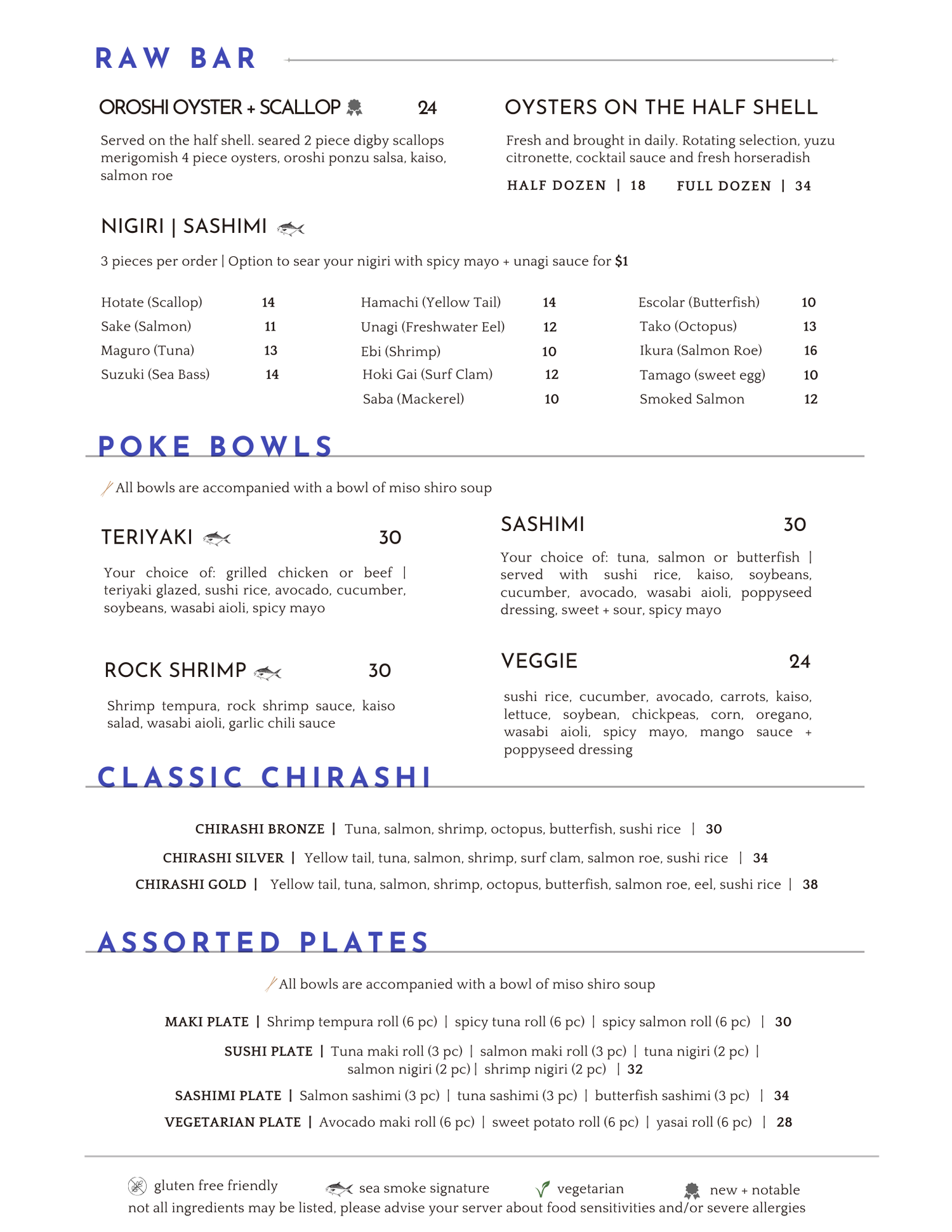 Menu — Sea Smoke