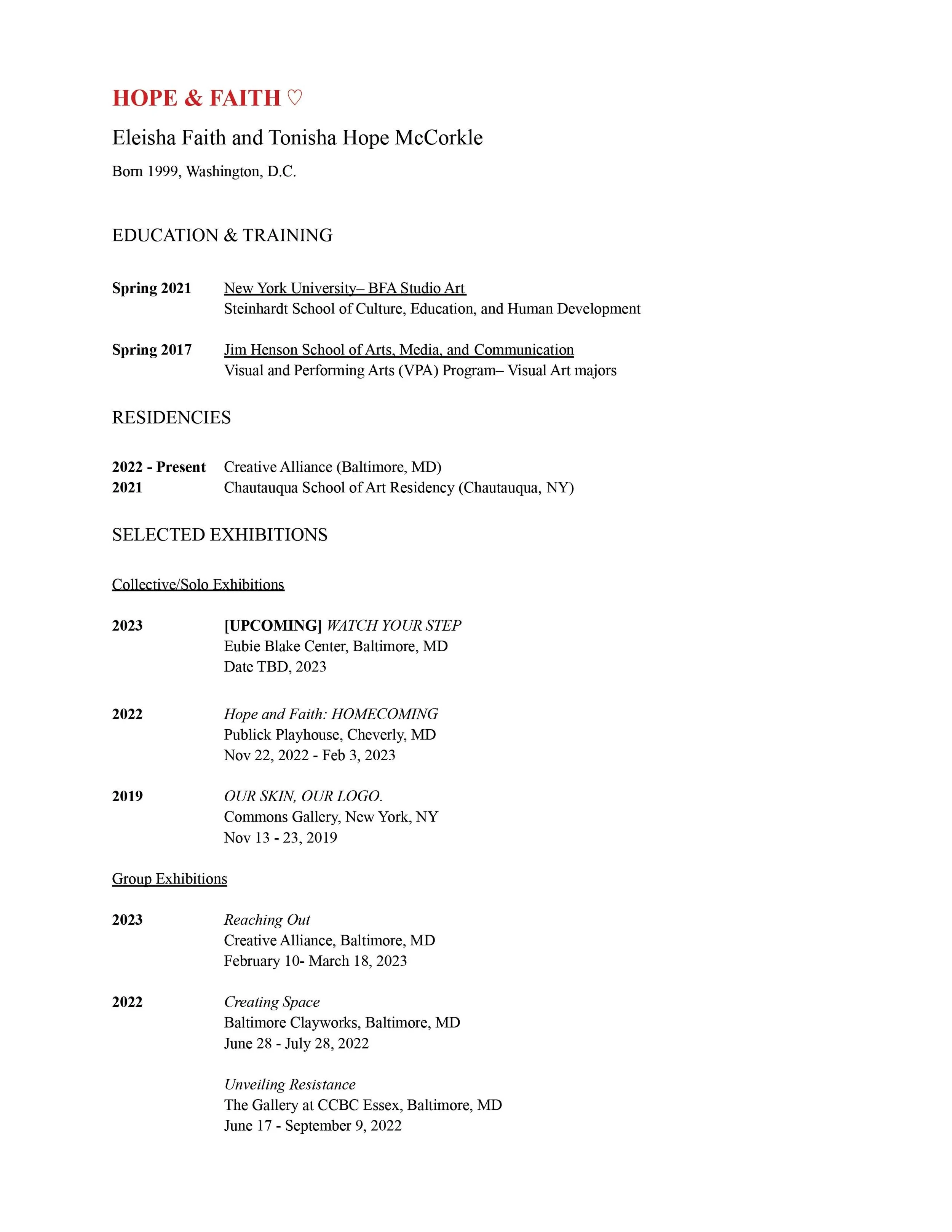 Hope and Faith Creations ♡ Tonisha Hope & Eleisha Faith McCorkle