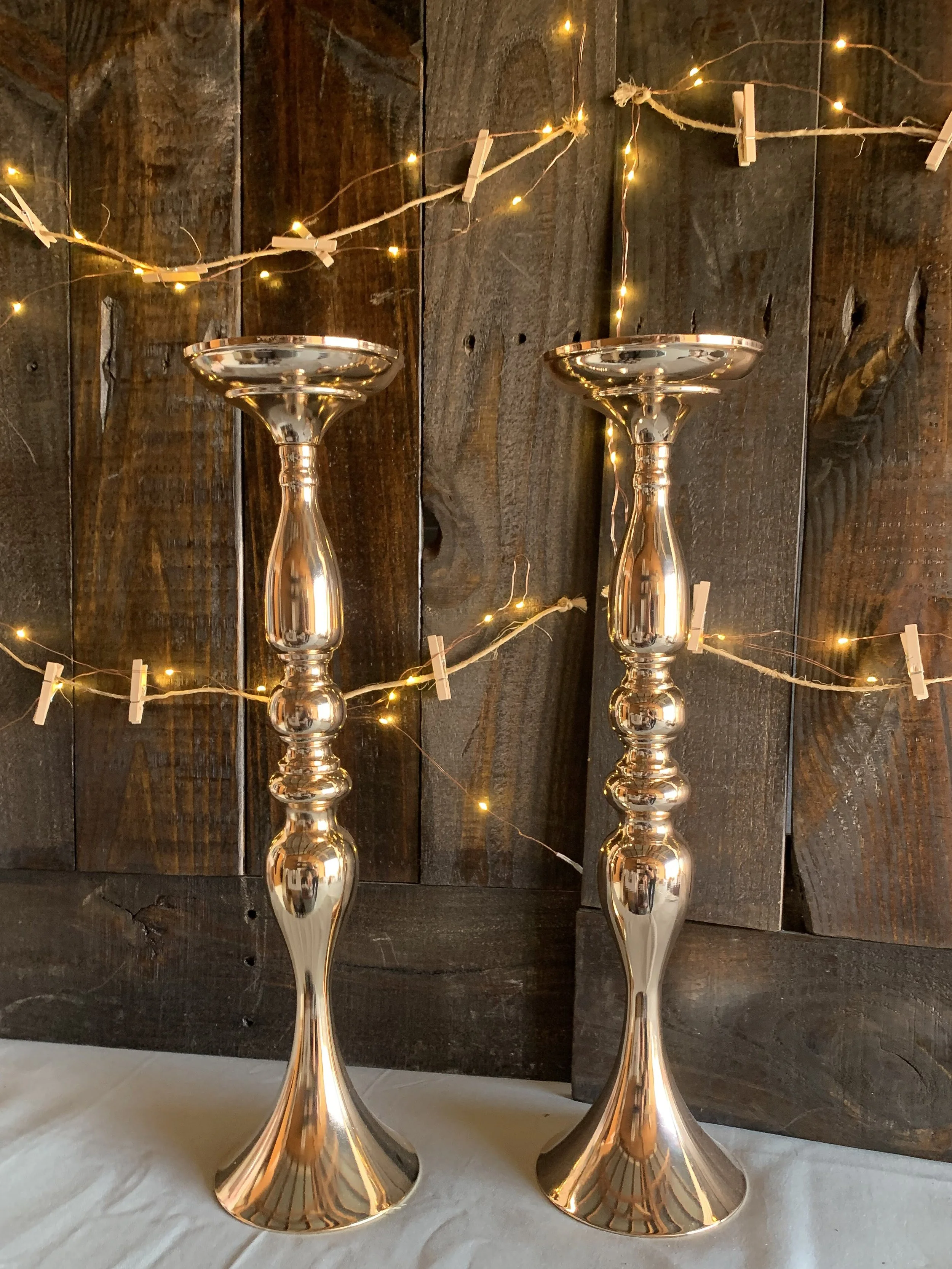Gold pillar candle holders for wedding — Home