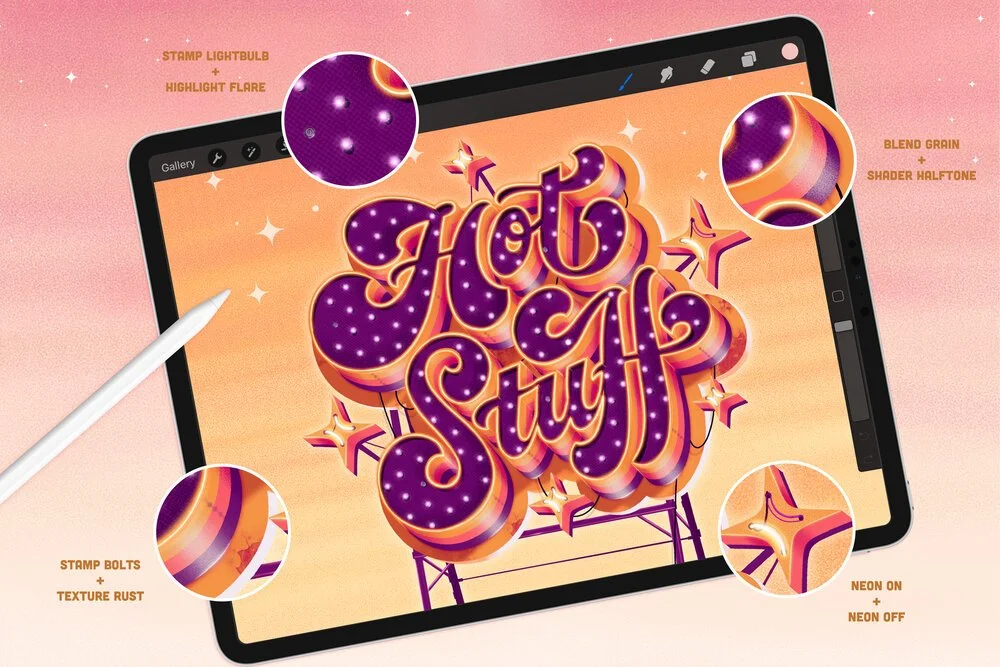 Vintage Lettering Toolkit for Procreate — Aurelie Maron