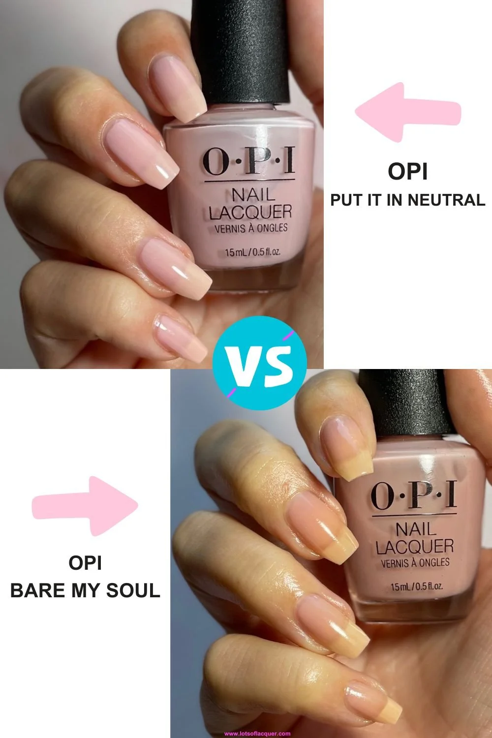 OPI Put it in Neutral VS Bare My Soul