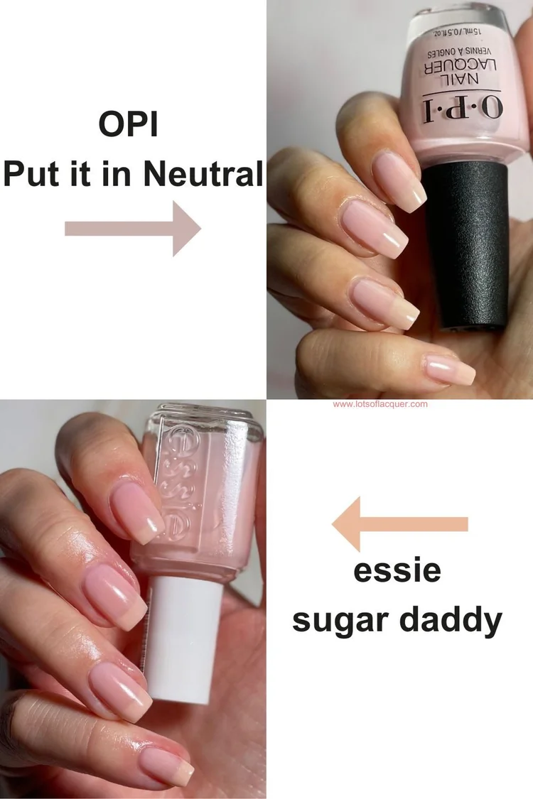 OPI Put it in Neutral vs essie sugar daddy