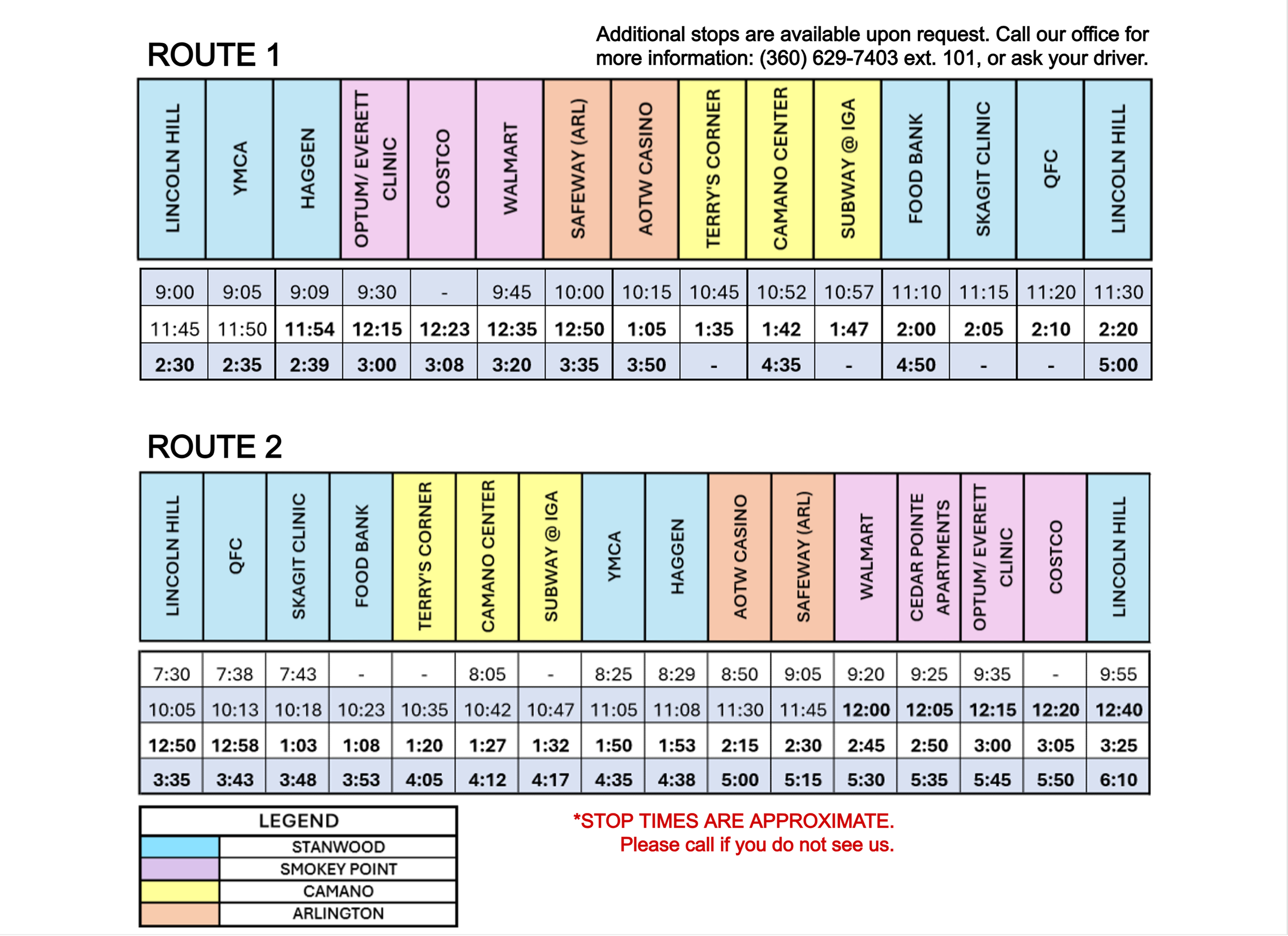 Schedule — Snow Goose Transit
