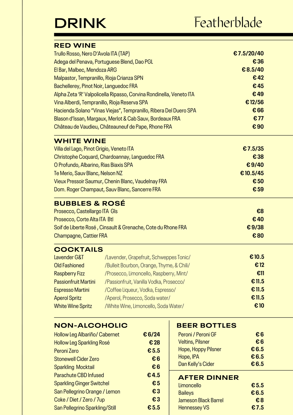 Menus — Featherblade